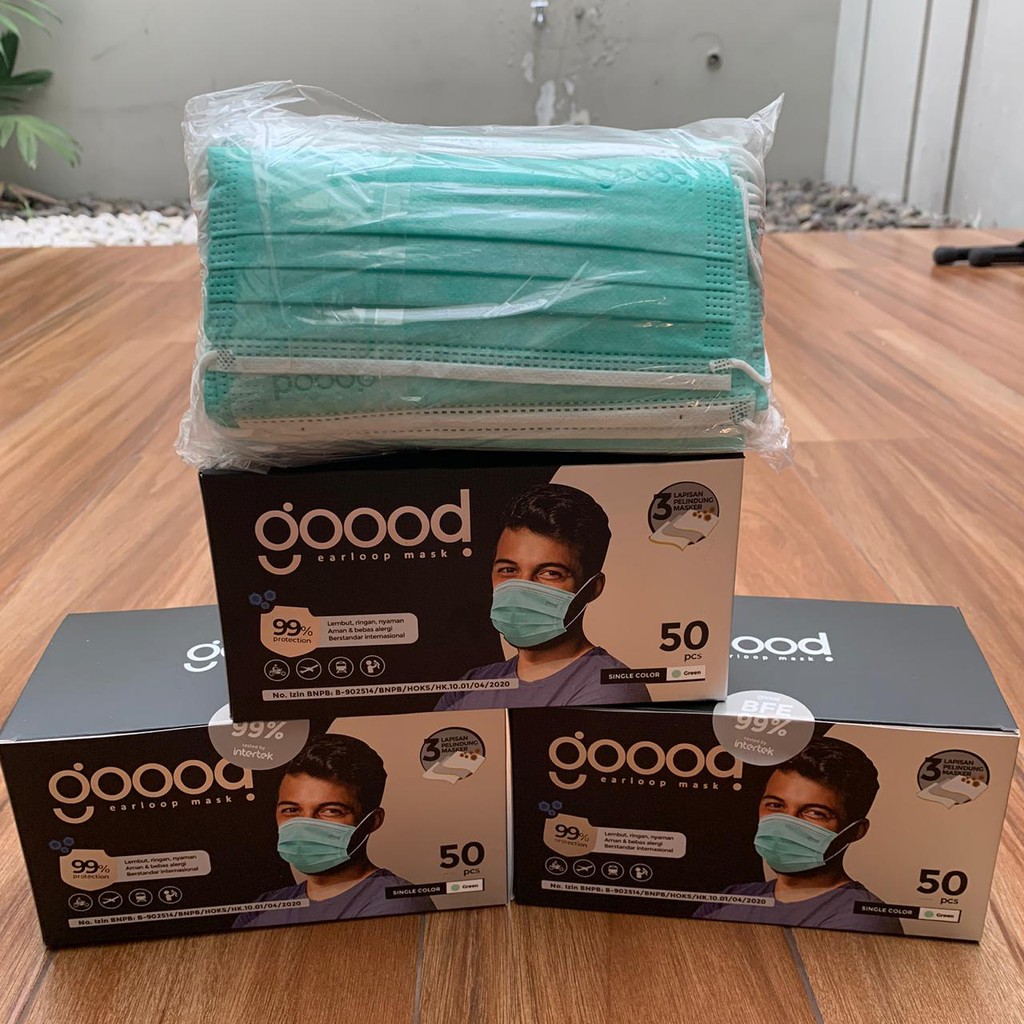 Jual MASKER MEDIS MERK GOOD 3 PLY EARLOOP 1 BOX ISI 50 PCS | Shopee ...