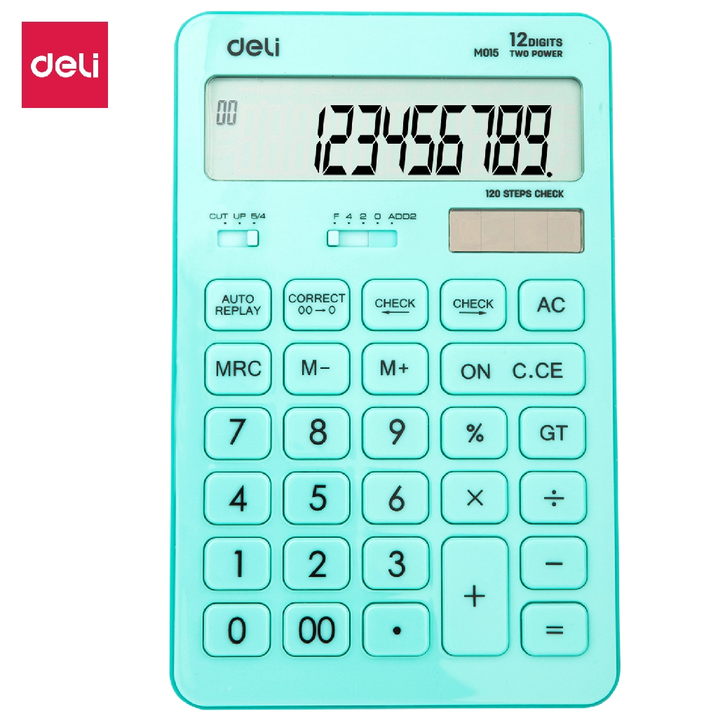 Jual Deli Kalkulator Plastik-12 digit desain modern, 120 langkah Dual ...