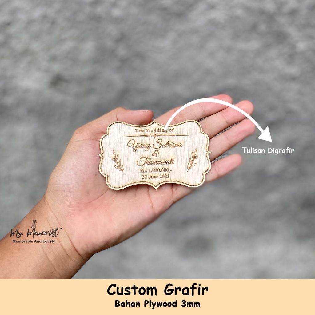 Jual name tag plywood grafir & laser cutting CUSTOM NAMA / inisial ...