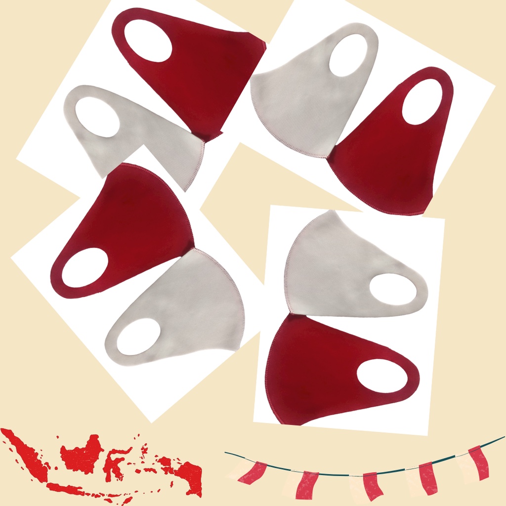 Jual Pernak pernik 17 agustus | masker merah putih | 2 masker | merah ...