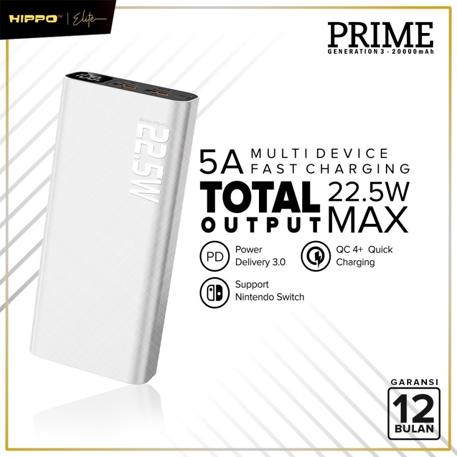Jual Hippo Elite Prime Gen 3 Power Bank 20000 mAh | Shopee Indonesia