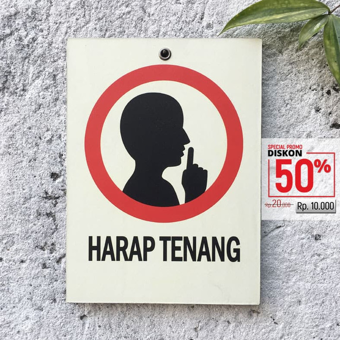 Jual Dekorasi Dinding Prohibition Sign Harap Tenang MPR012 Wall Decor ...
