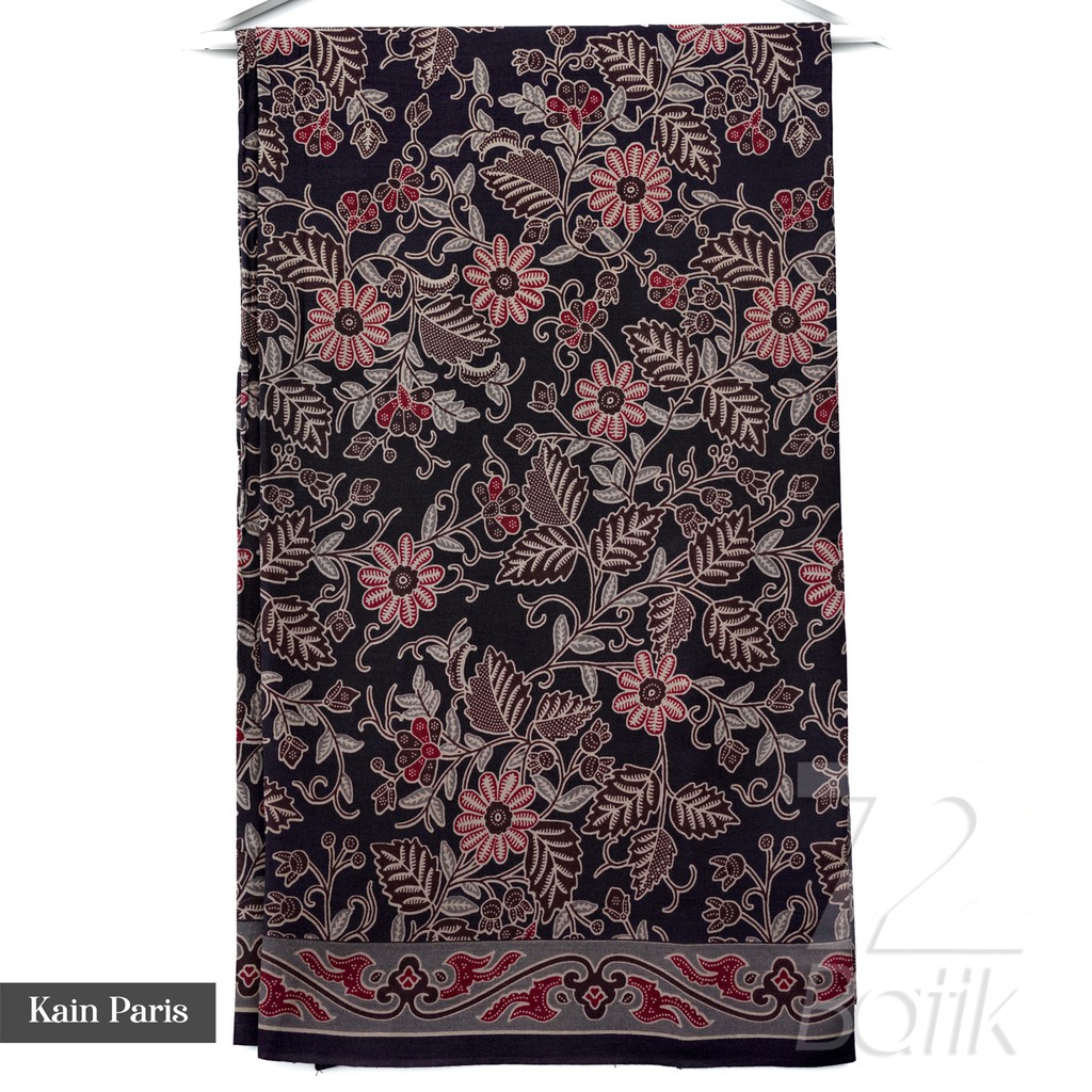 Jual KAIN BATIK PREMIUM Bahan Paris Motiif Kembang Setaman Warna Hitam ...