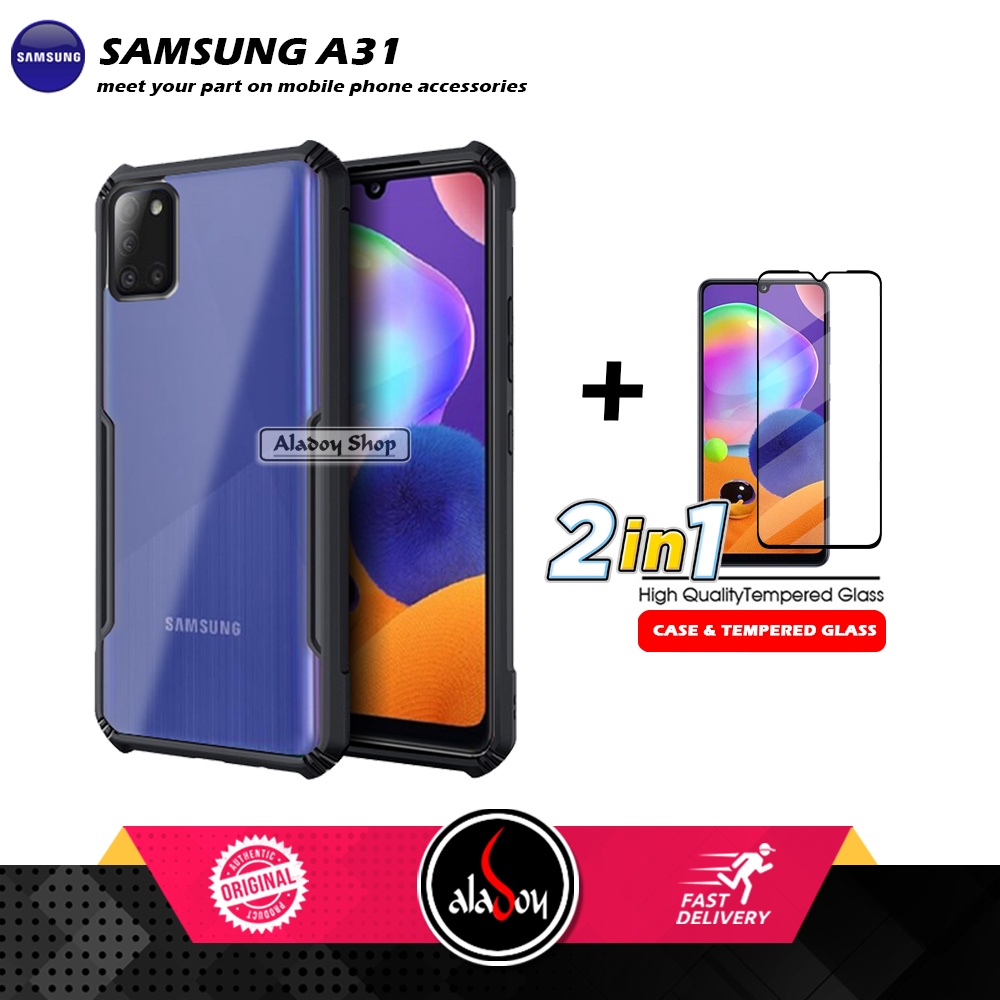 Jual PAKET 2 IN 1 Case Samsung A31 Armor Fusion Transparent Prmium ...