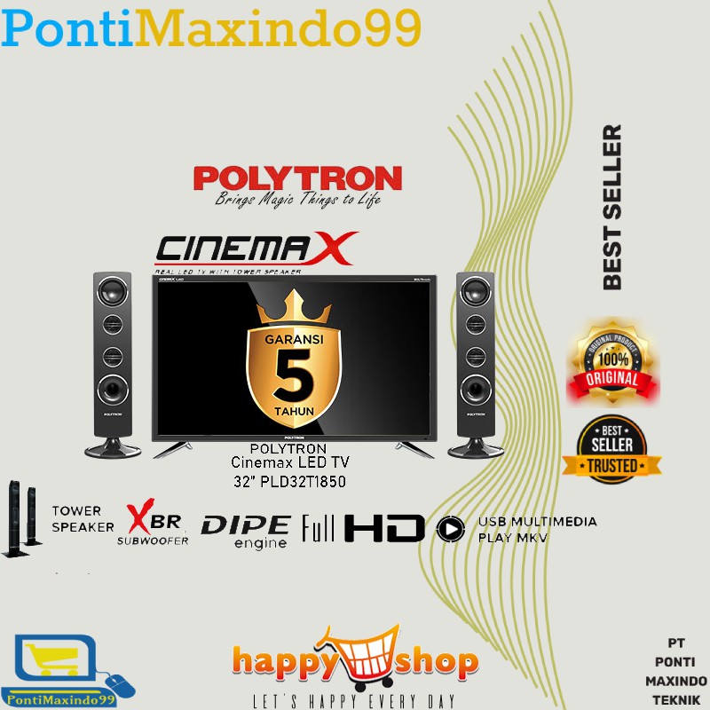 Jual POLYTRON TV LED PLD-32T1850 32 INCH & EXTERNAL SPEAKER | Shopee ...