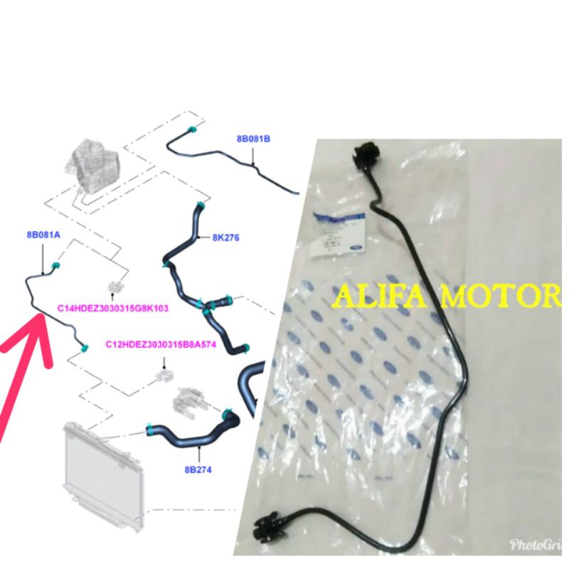 Jual Selang Tabung Radiator Bawah Ford Fiesta 1.400 cc Trend Matik ...