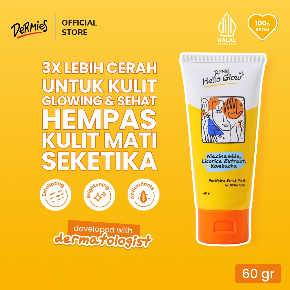 Jual DERMIES Hello Glow Purifying Scrub Mask 60g - Exfoliating ...