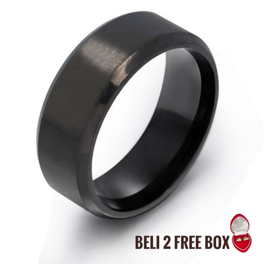 Jual Cincin Single Titanium Hitam Black Free Ukir Nama ( Ring Pria ...
