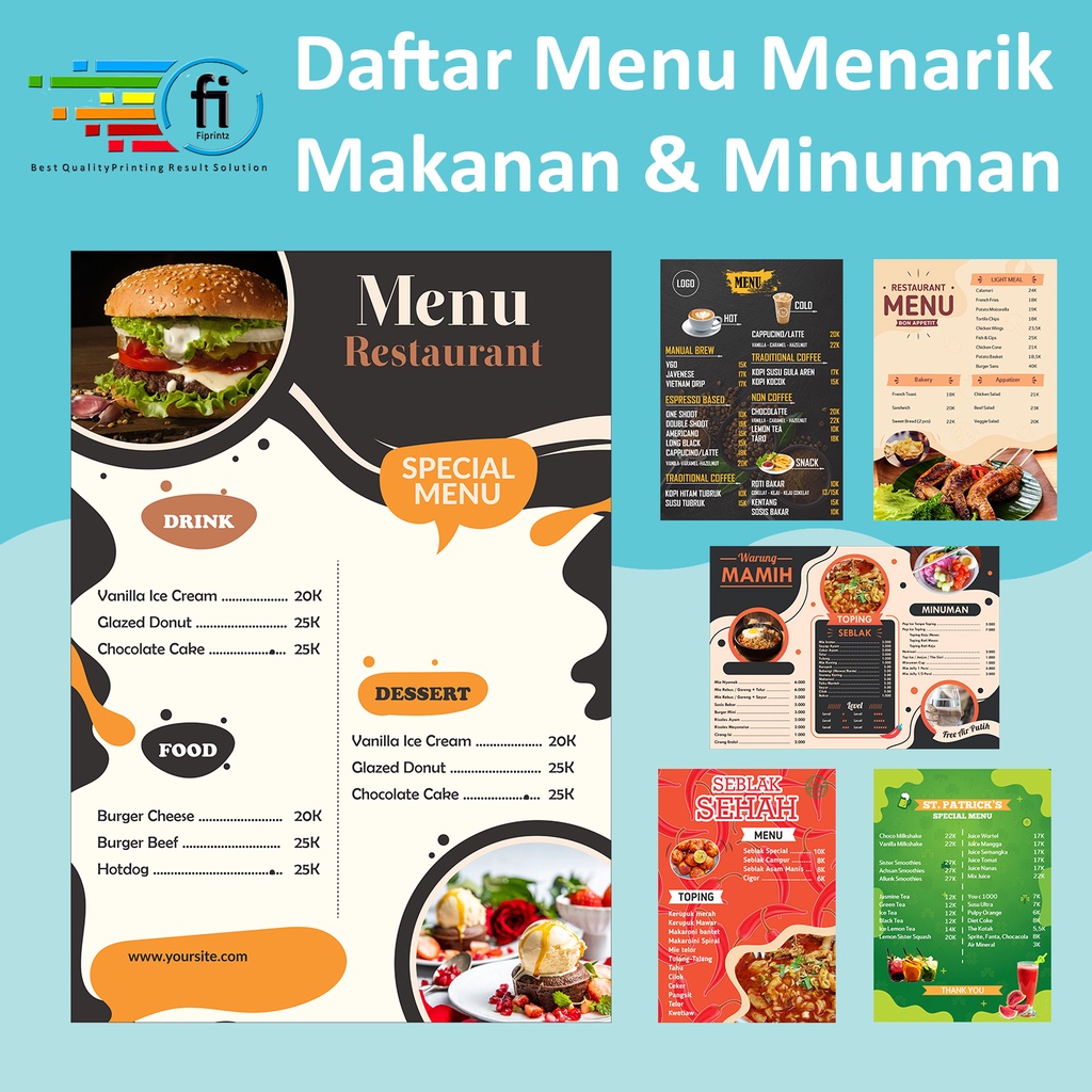 Jual Jasa Desain Daftar Menu Makanan & Minuman Custom | Edit menu Cafe ...