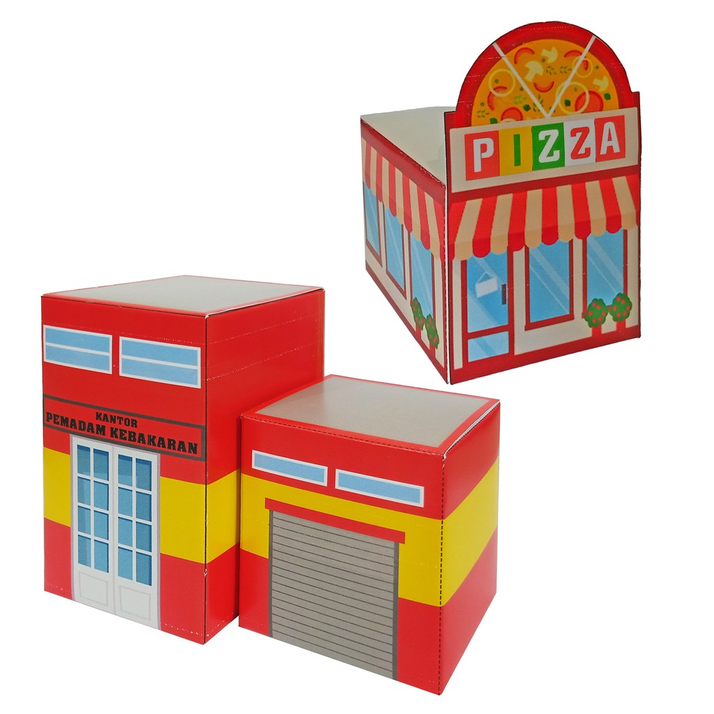 Jual Mainan Edukasi Papercraft Pemadam Kebakaran Dan Restoran Pizza ...