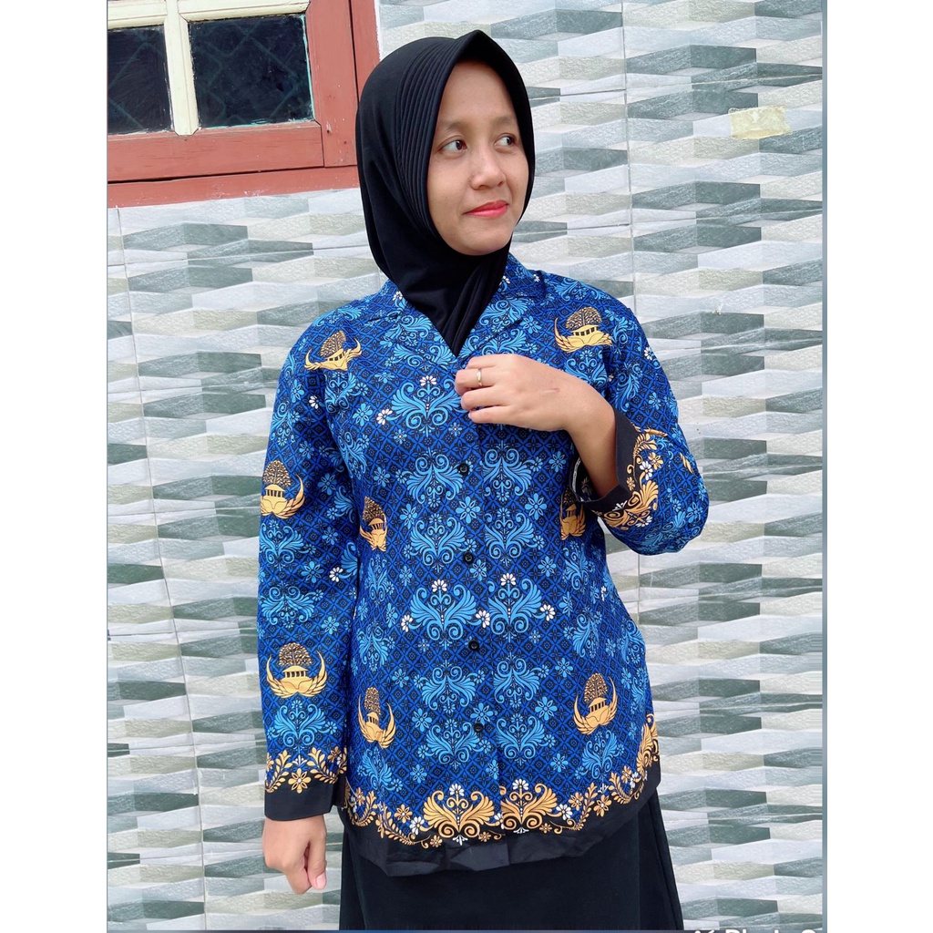 Jual Batik korpri terbaru 2022 WANITA Bahan Katun Halus C40S / kemeja batik korpri cewek terbaru ...
