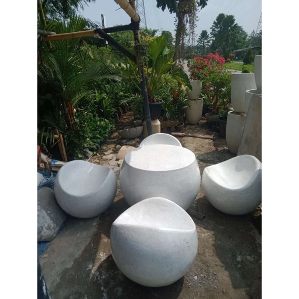 Jual Table Set Taman Terazzo Bulat | Shopee Indonesia
