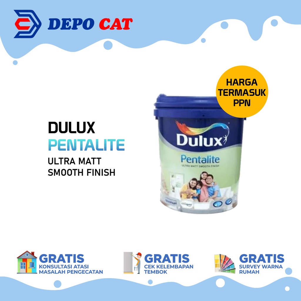 Jual DULUX PENTALITE ANTI BACTERIAL 2290 Brilliant White 20L CAT TEMBOK INTERIOR | Shopee Indonesia