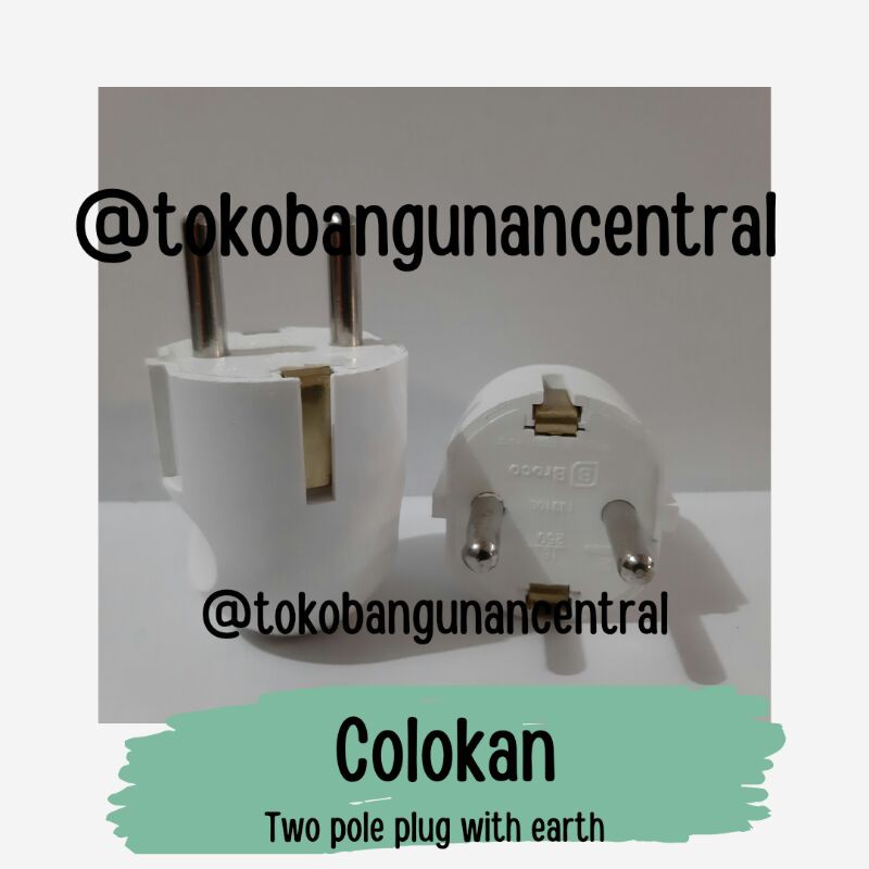 Jual Colokan listrik arde | BROCO two pole plug with earth 16A 250V ...