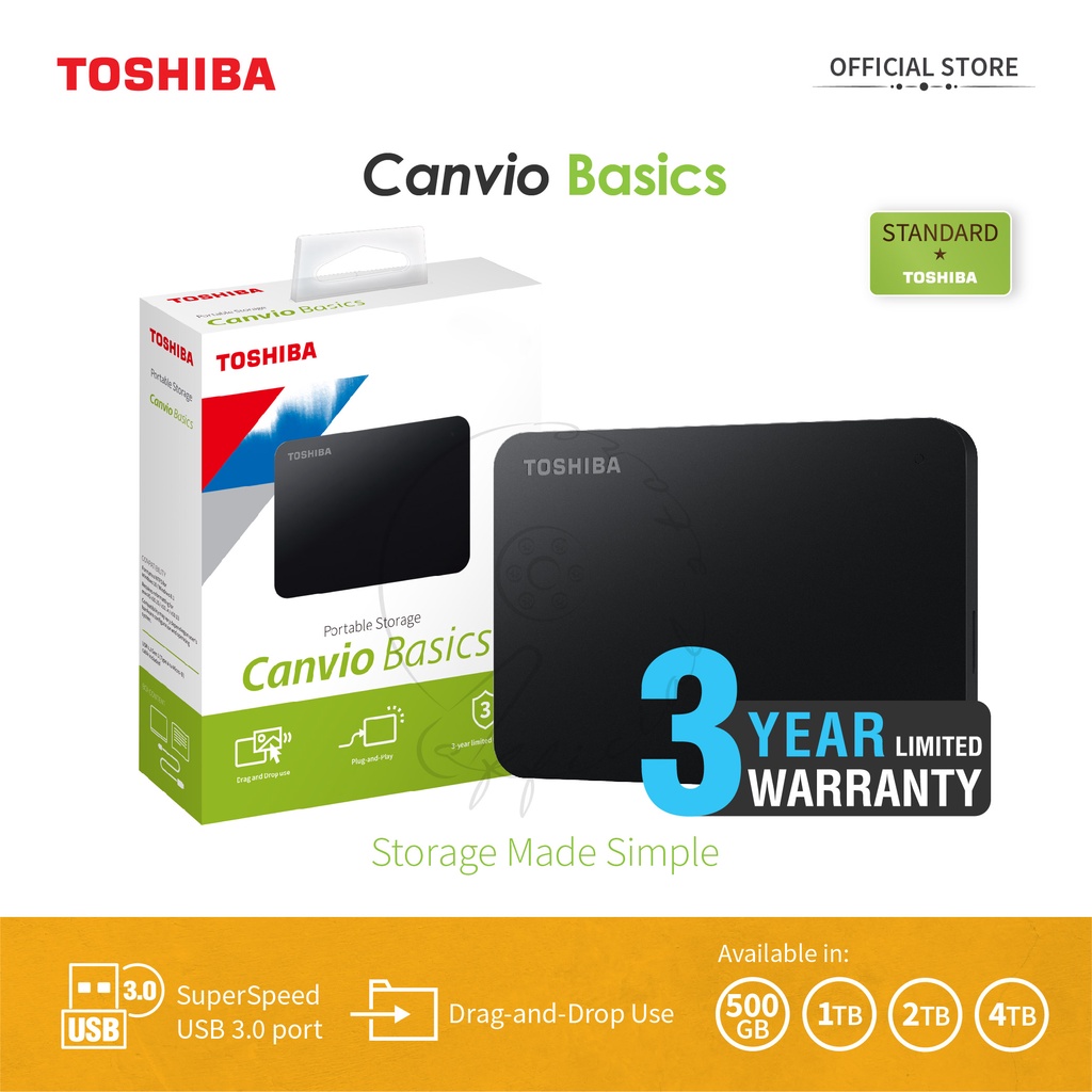 Jual Toshiba Canvio Basic Hardisk Eksternal 2TB - Hitam | Shopee Indonesia