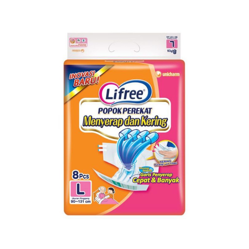 Jual Lifree Popok Perekat Dewasa M9 • L8 • XL7 | Tape M 9 • L 8 • XL 7 | Shopee Indonesia