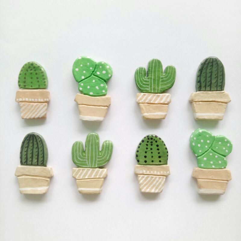 Jual Cactus Handmade Air Dry Clay Pins with Glossy Finish | Bros ...