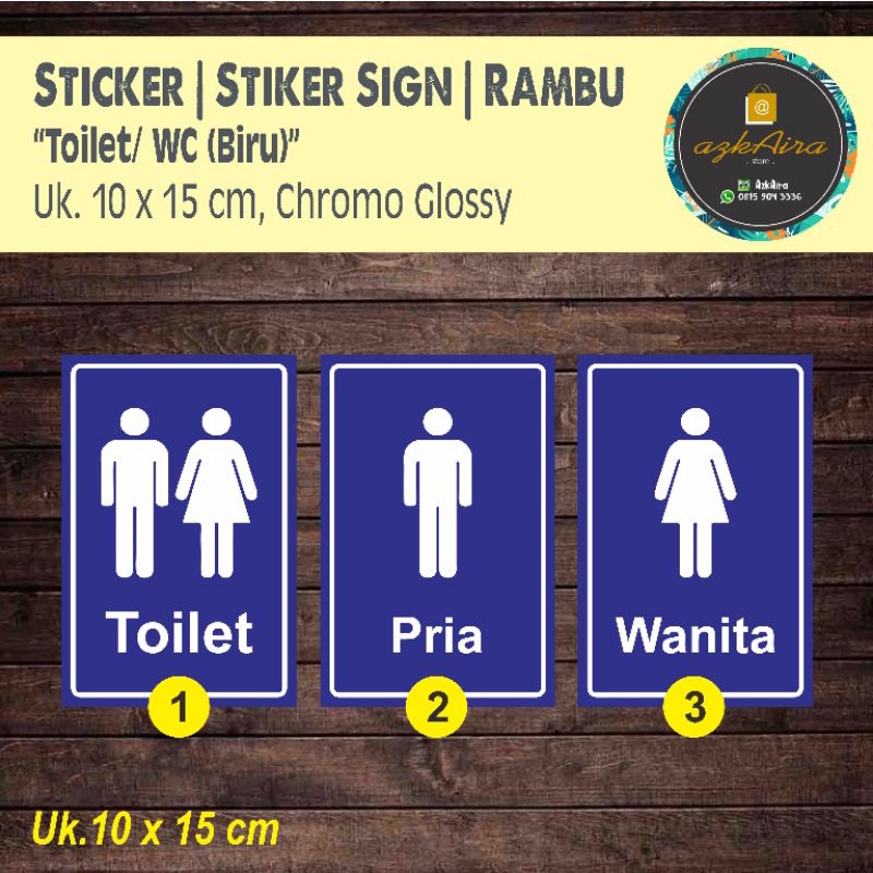 Jual Sticker Stiker Sign Rambu Toilet Pria Wanita (Biru) - Uk. 10x15 cm ...