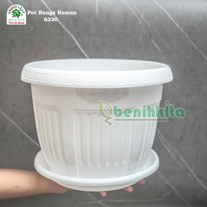 Jual Pot Tanaman-Bunga 30 Roman 6330 + Tatakan (Green Leaf) | Shopee ...