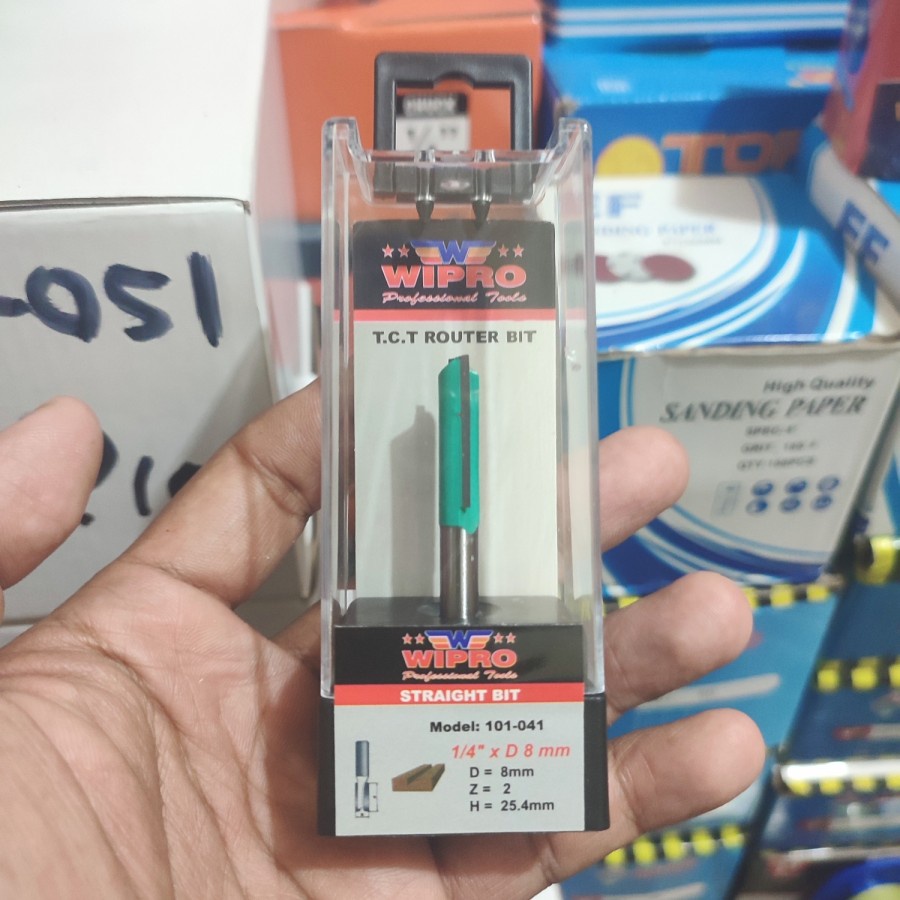 Jual Wipro Mata Router Trimmer Straight Bit 1/4 x 8mm Double Blade ...