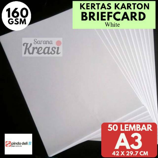 Jual Kertas BC Karton Briefcard 160gr Putih A3 (50 Sheets) | Shopee ...