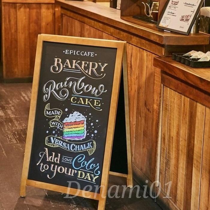 Jual Papan Tulis Kapur 2 Muka Papan Board Kayu Papan Menu Cafe Dekorasi ...