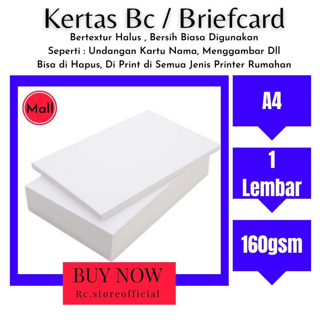 Jual [ 1 Lembar hight quality A4 ] Kertas Bc / Briefcard 160gsm ...