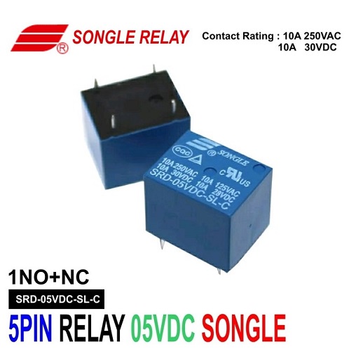 Jual Relay 5V 5 Pin Biru ORIGINAL SONGLE 5V 10A 5pin untuk project Arduino dan Elektronika 5 ...