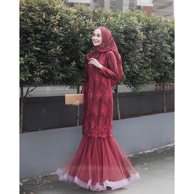 Jual (COD) Dress Brukat Baju Kondangan Jenita Dress Muslim Busana ...