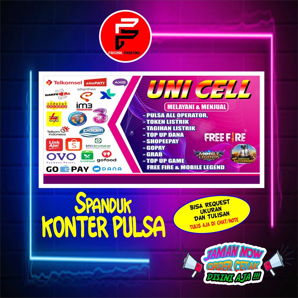 Jual Spanduk banner Konter Pulsa Warung Kuota Ukuran 2 x 1 meter ...