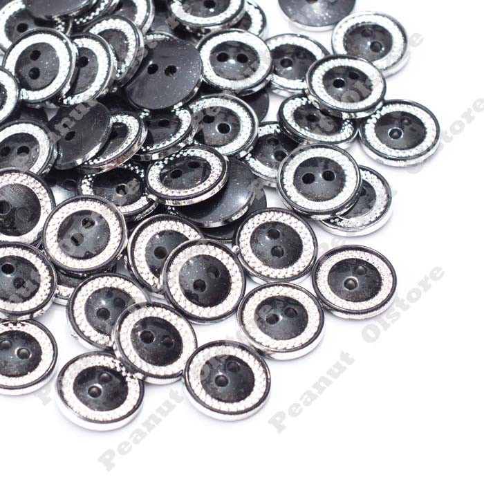 Jual ( Harga per 6 biji ) Kancing 1,2cm hitam vs perak - silver ...