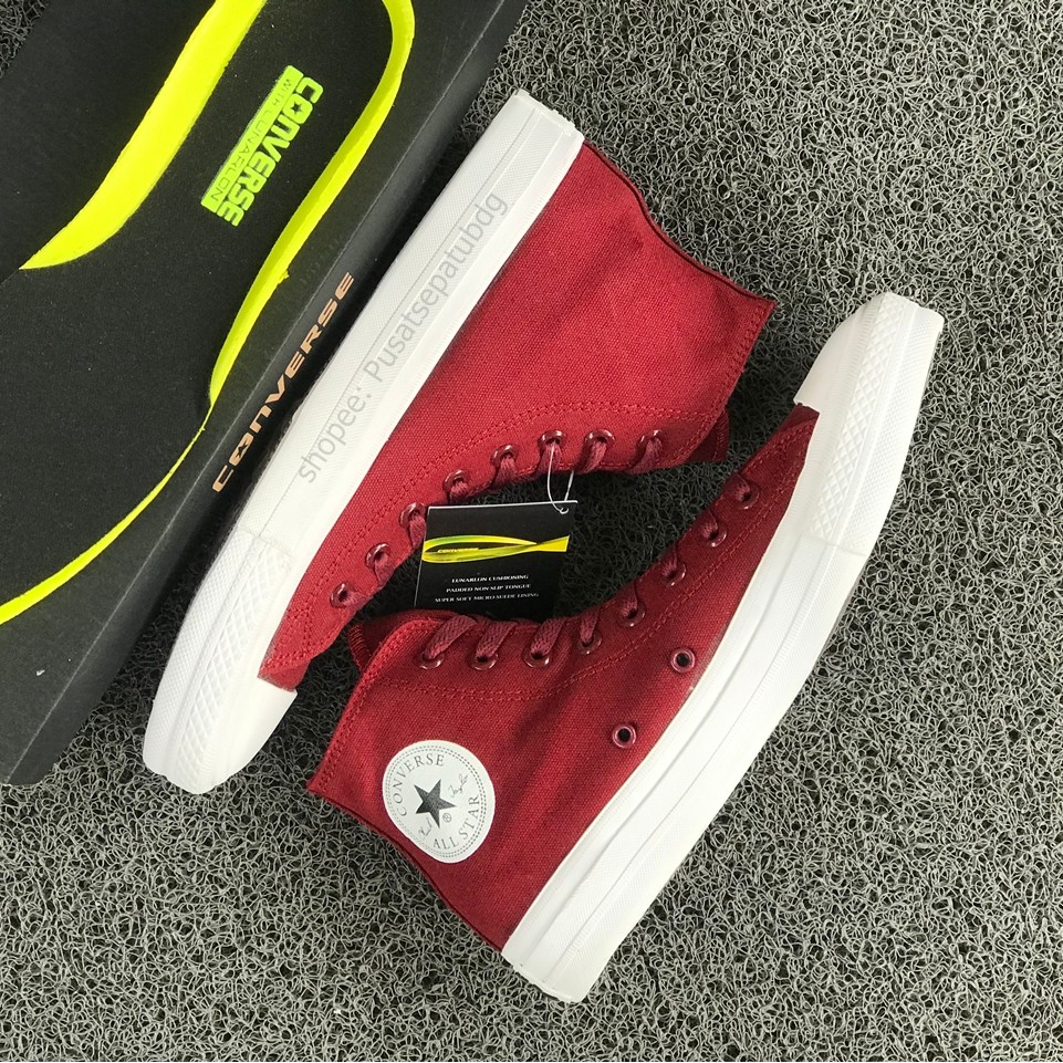 Jual Converse Chuck Taylor All Star High Maroon Lunarlon | Shopee Indonesia