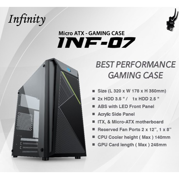 Jual INFINITY F05, F02 & f06 + 250W mATX RGB - GAMING CASE CASING PC ...