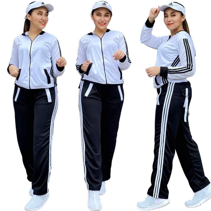 Jual Set Training Olahraga Panjang Putih Hitam Ads Setelan Baju Gym ...