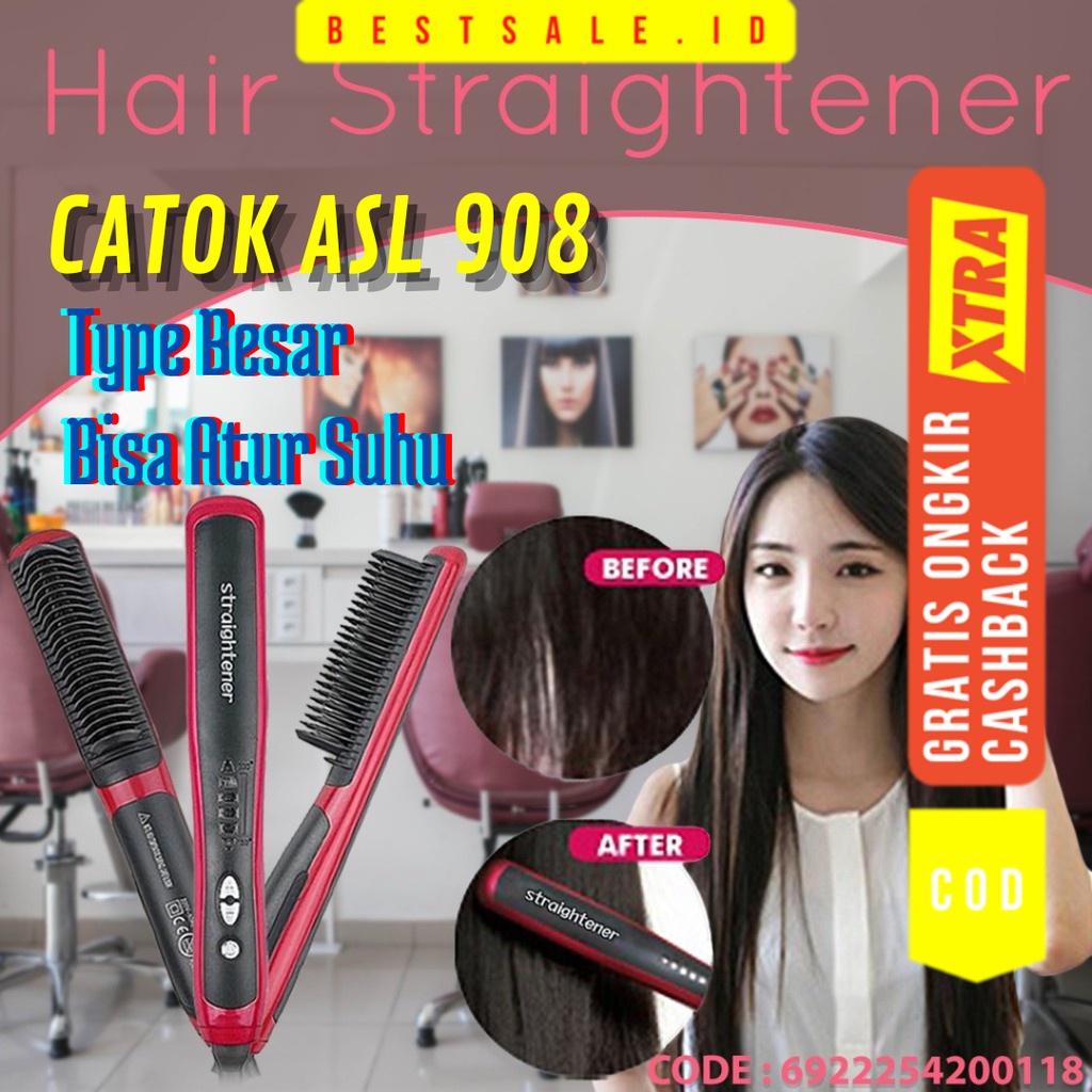 Jual Catok Sisir Pelurus Rambut ASL-908 / Fast Hair Straightener Brush ...