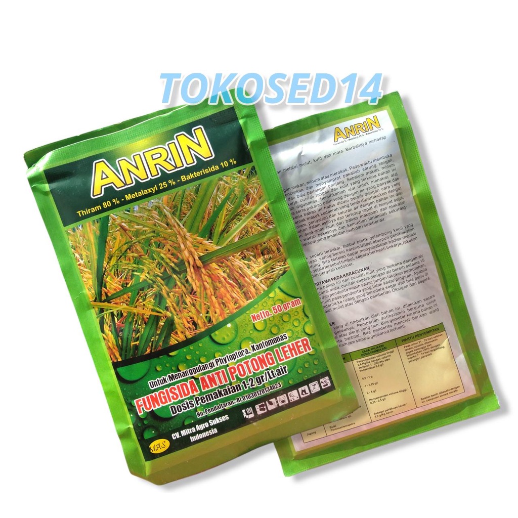 Jual Fungisida ANRIN padi untuk potong leher bahan Thiram 80% Metalaxyl ...