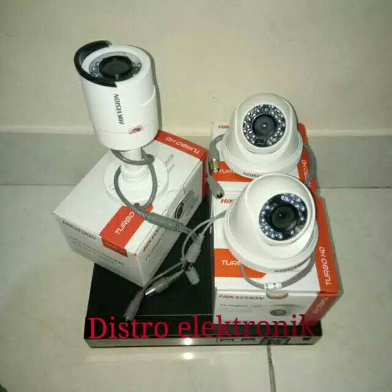 Jual Paket Cctv 4ch 3 kamera Hikvision Lengkap + Hard disk 1000gb komplit | Shopee Indonesia