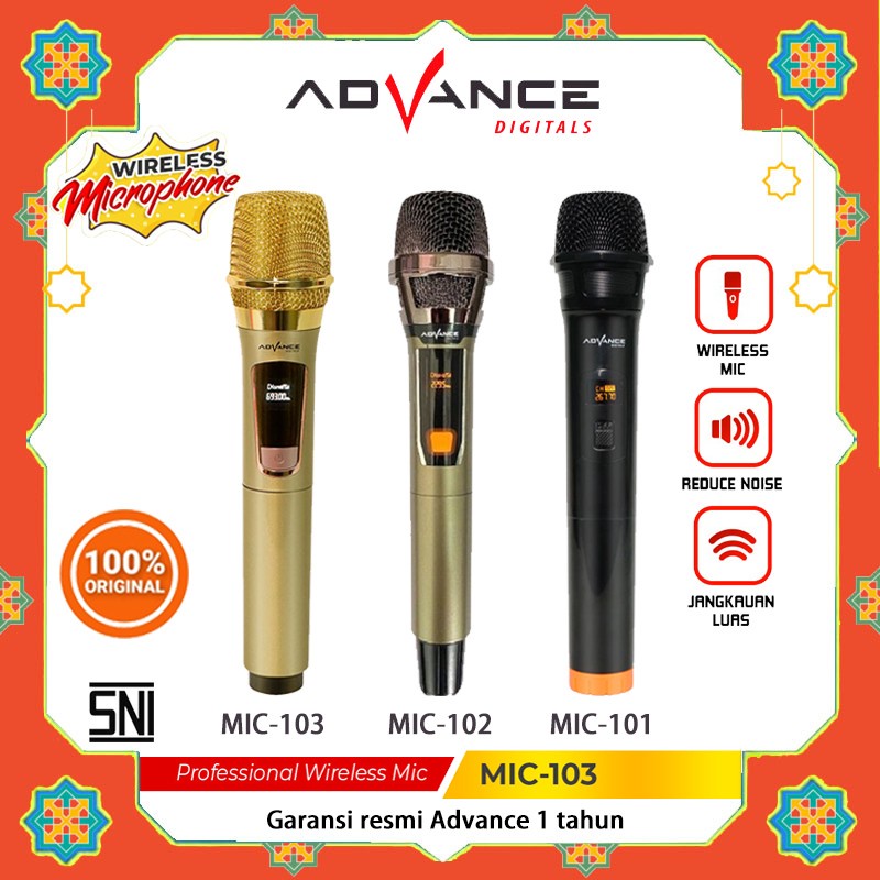 Jual 【Garansi 1 Tahun】 Advance Mic 103 Wireless Profesional Microphone ...