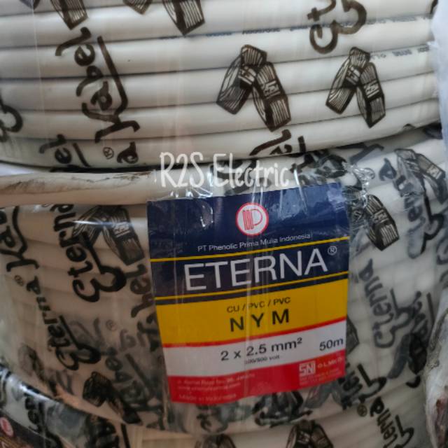 Jual (50 METER) Kabel Listrik Eterna 2x2,5mm 50Meter SNI NYM Kawat (1Roll) Tembaga | Shopee ...