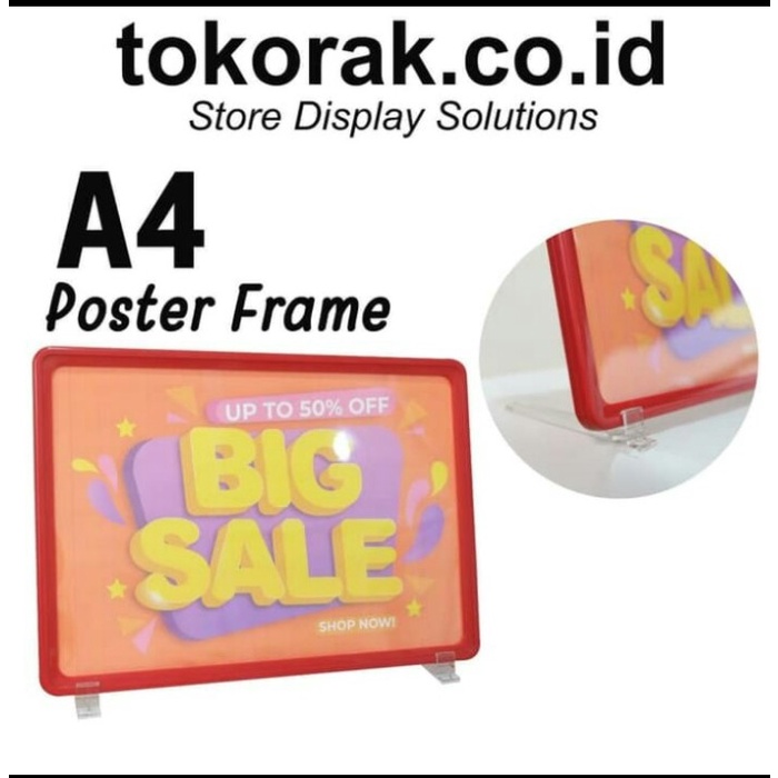Jual Unik DISPLAY A4 POSTER STAND FRAME PROMOSI LABEL HARGA POP UP Diskon | Shopee Indonesia
