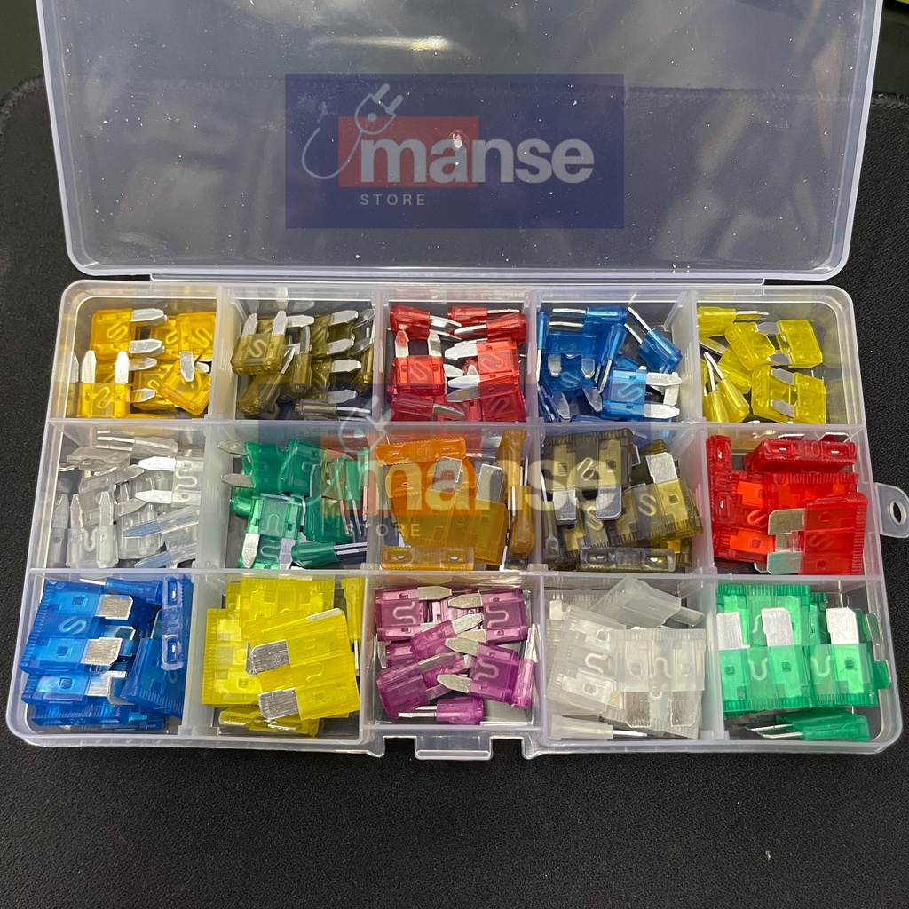 Jual Fuse Tancap Besar dan Kecil (Mix Fuse Blade Set) 150 Pcs + Box ...