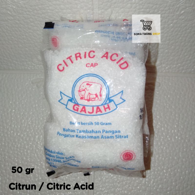 Jual CITRUN 50 gr - CITRIC ACID ASAM SITRAT PENGATUR KEASAMAN CAP GAJAH ...