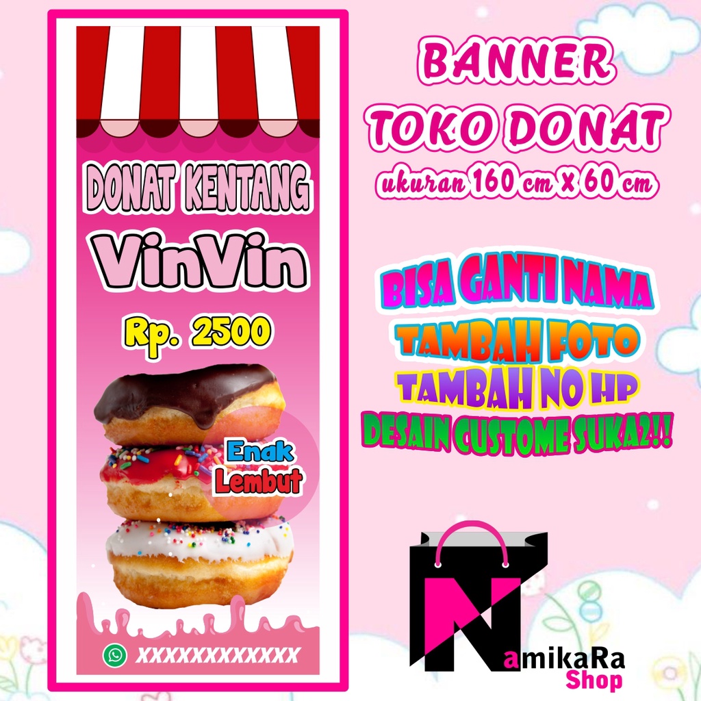 Jual Spanduk Banner Backdrop Donat Enak/ Banner Jualan Donat/ Spanduk ...