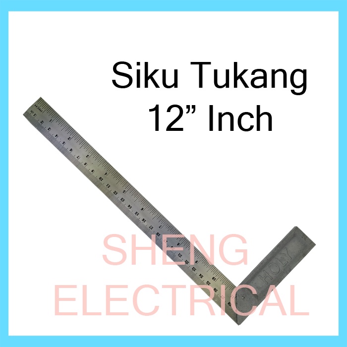 Jual Siku Meter Tukang 12" Inch Penggaris L 12 in Meteran Pasekon Try ...