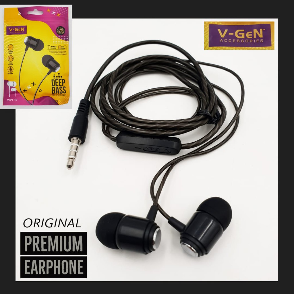 Jual HANDSFREE HEADSET EARPHONE HF VGEN VEP1-16 DEEP BASS HIFI QUALITY ...