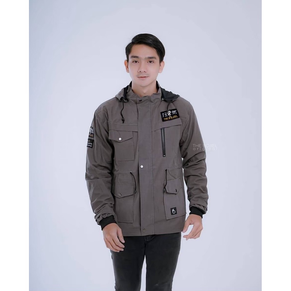 Jual Jaket parka pria kanvas warna ABU ABU SIZE L XL - Jaket parka pria ...