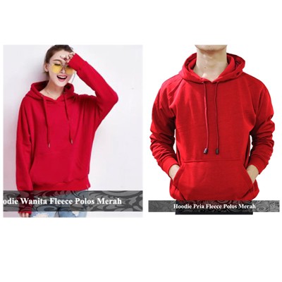 Jual Hoodie polos size M L XL non sleting merah tebal sweater termurah ...