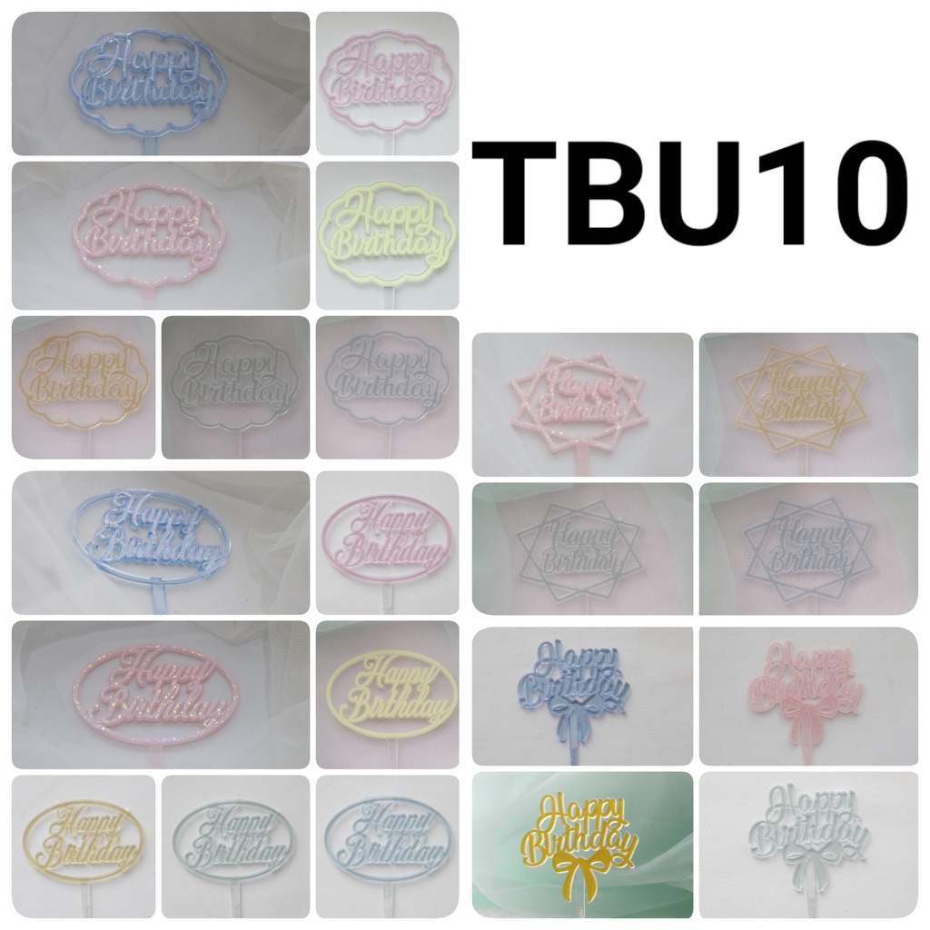Jual TBU10 Cake topper cupcake tulisan plastik happy birthday glass ...