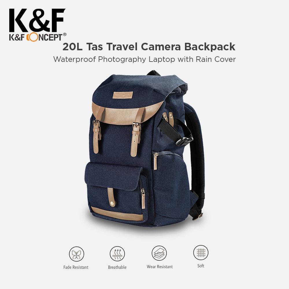 Jual K&F Concept 20L Tas Travel Camera Backpack Waterproof Photography Laptop with Rain Cover ...