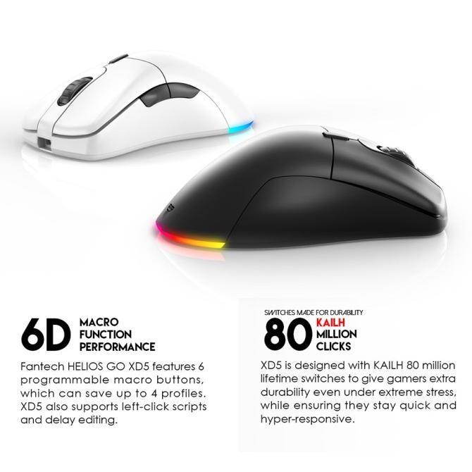 Jual FANTECH HELIOS GO XD5 WIRELESS MOUSE GAMING RGB DUAL MODE PIXART ...